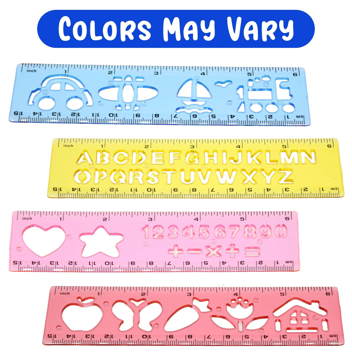 Color Swell 144 Bulk Stencil Ruler - 36 Packs Of 4 Colorful – ColorSwell