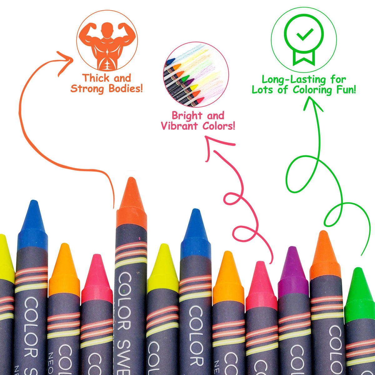 Color Swell Neon Crayons Bulk Packs - 36 Boxes of Fun Neon Crayons ...