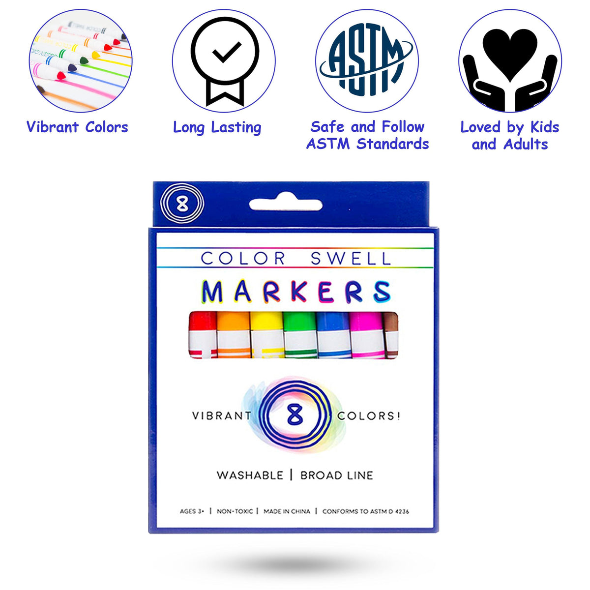 Color Swell Bulk Color Bulk Marker Pack (4 Packs, 8 Markers/Pack ...